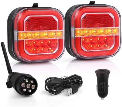MICTUNING Magnetic Wireless Trailer Lights,2pcs LED Towing Taillights-Daytime Running Light ...