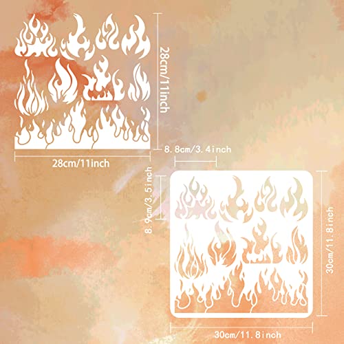 FINGERINSPIRE Flame Stencil 30x30cm Reusable Fire Stencil Plastic 9 ...