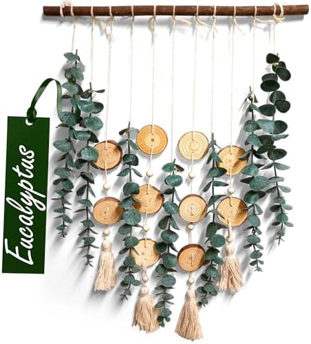 Amazon.com: Artificial Eucalyptus Wall Decor Fake Greenery Leaves Stems ...