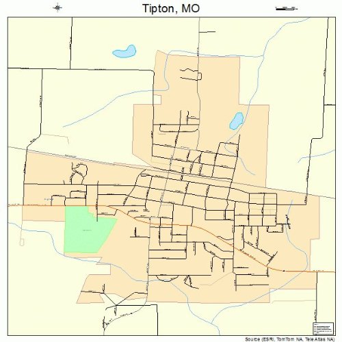 Large Street & Road Map of Tipton, Missouri MO - Printed poster size ...