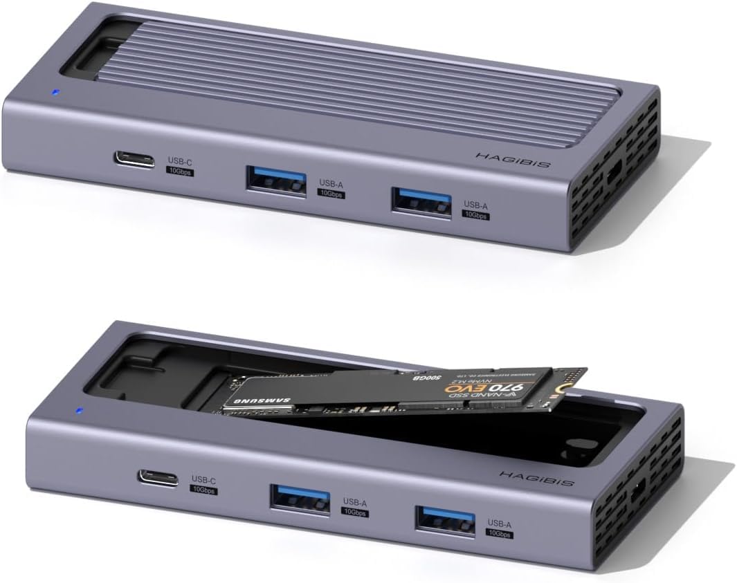 INICIO 2 in 1 USB C Hub + M.2 NVME SATA SSD Enclosure, Magnetic Easy ...