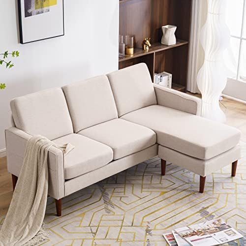 Amazon.com: Soscana 86" Convertible Sectional Sofa Couch, Modern Linen ...