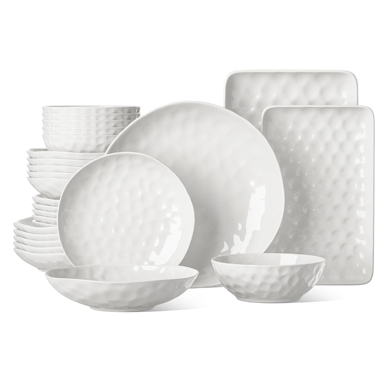 HOMBENE Plates and Bowls Sets, 26 Piece w/Rectangula Dinnerware Sets ...