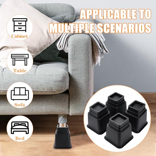 Snapklik.com : Bed Risers 6 Inch Heavy Duty Adjustable Bed Raisers ...