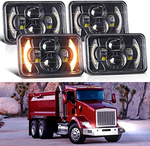 Amazon.com: Movglow 5S5 4x6 LED Head Lights DOT Approved 4pcs With DRL ...