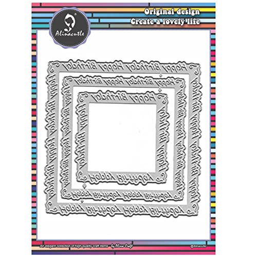 Snapklik.com : Alinacutle 3/PK-Suqare,Happy Birthday Border Nesting Frame Die Cut, Card ...