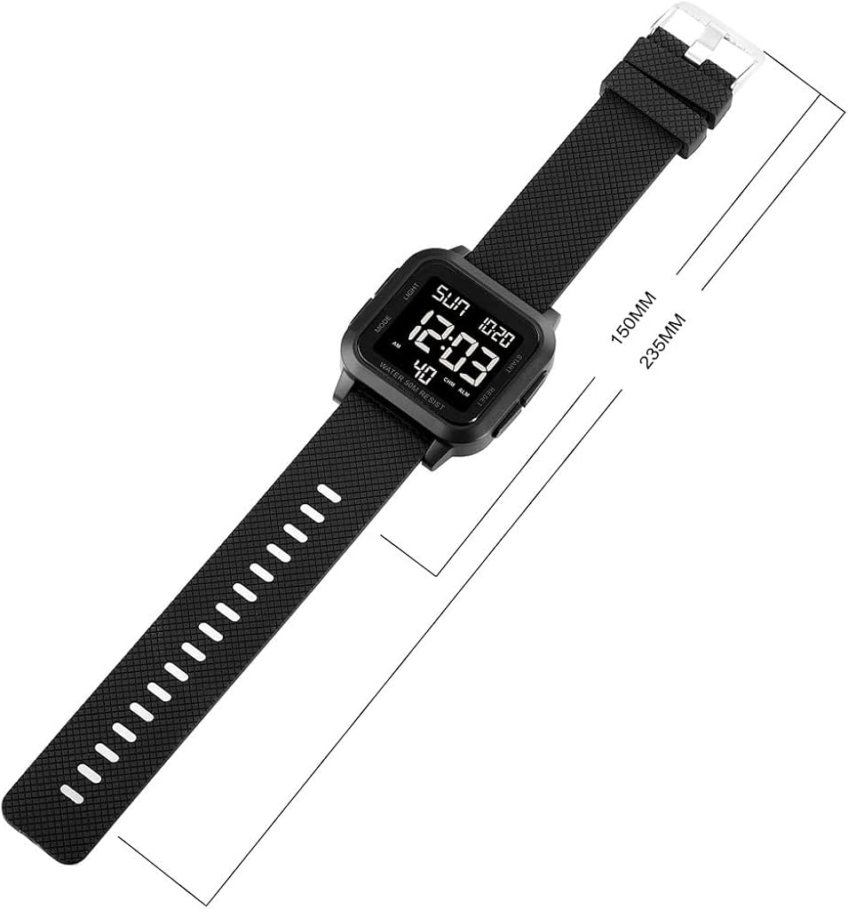 zolohoni Square Men's Digital Watch Big Numbers Dial Large Face ...