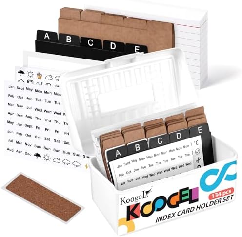 Amazon.com : Koogel 134PCS Index Card Holder Set, 1PCS White Index Card ...