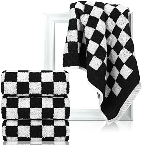 Amazon.com: Frienda Bathroom Checkered Hand Towels Set of 4 Soft Retro ...