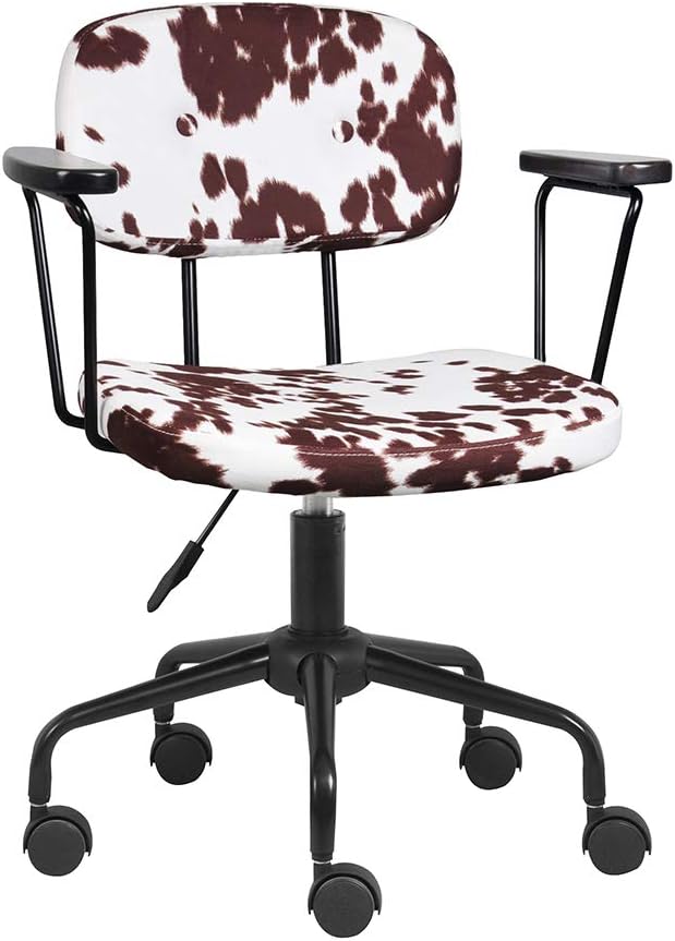 Amazon.com: LEEJAY Brown Milk Cow Print Desk Chair for Adults, Armless ...