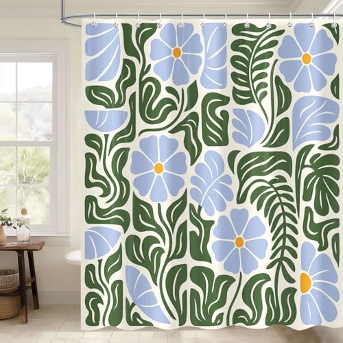 Amazon.com: Raoycla Vintage Floral Shower Curtain Boho, Mid Century ...
