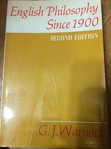 English Philosophy Since 1900 by Geoffrey James Warnock (1969-06-03 ...