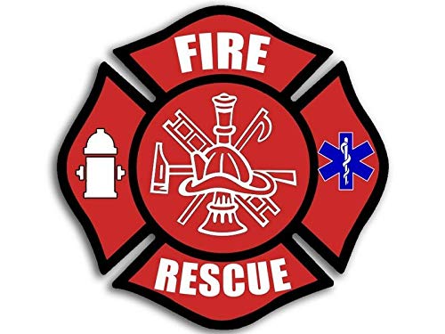 Buy Magnet 4x4 inch FIRE Rescue Maltese Cross Sticker - Decal fire ...