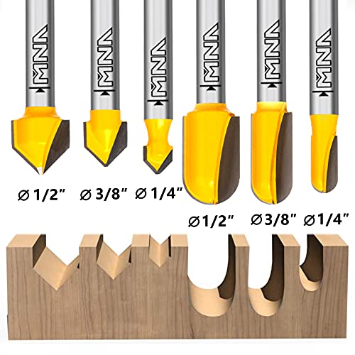 Snapklik.com : MNA 90 Degree V Groove And Round Nose Router Bit Set