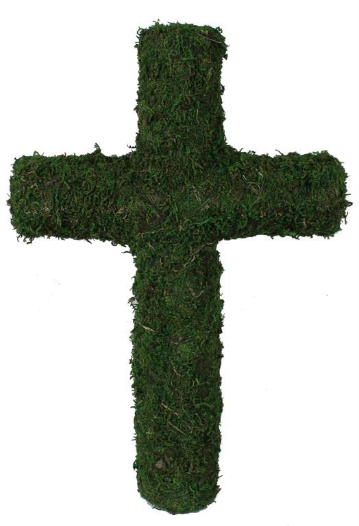 Amazon.com: 16" Tall Moss Cross Wreath, Green, Spring Cross, Easter ...