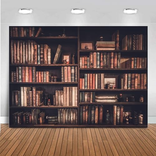 Amazon.com : 7x5ft Bookshelf Photography Background Backdrop Wooden ...