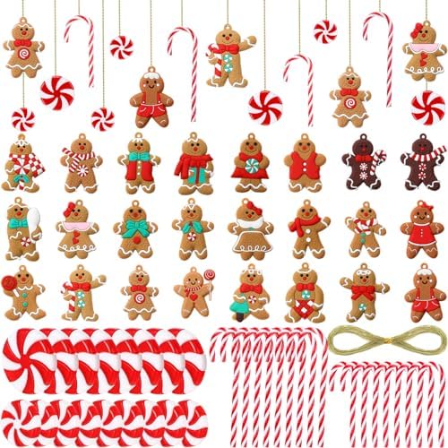 Amazon.com: Threan 100 Pcs Gingerbread Man Christmas Ornaments and ...