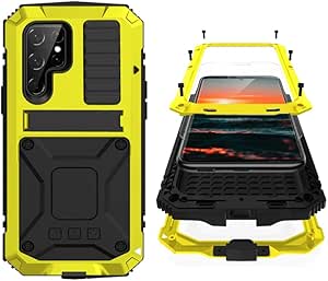 Amazon.com: Simicoo Compatible with Samsung S23 Ultra Metal Case with Screen Protector Camera ...