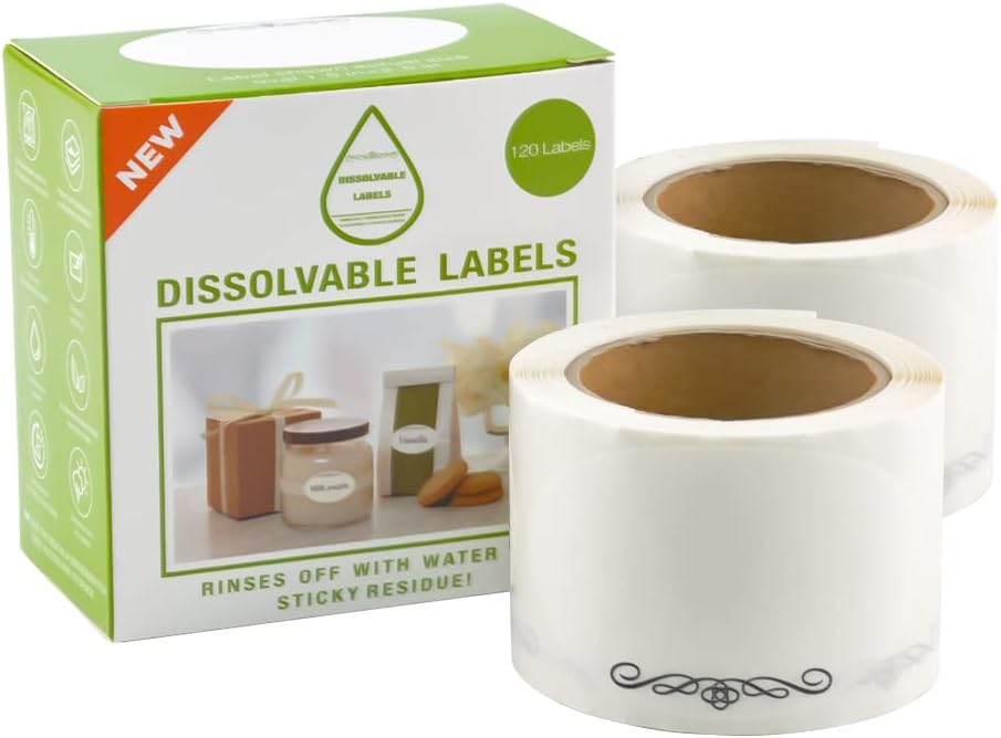 L LIKED White Dissolvable Label for Food, Disposable Canning Labels, 1 ...