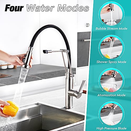 CREA Single Lever Folding Kitchen Tap, Kitchen Sink Tap with 4 ...