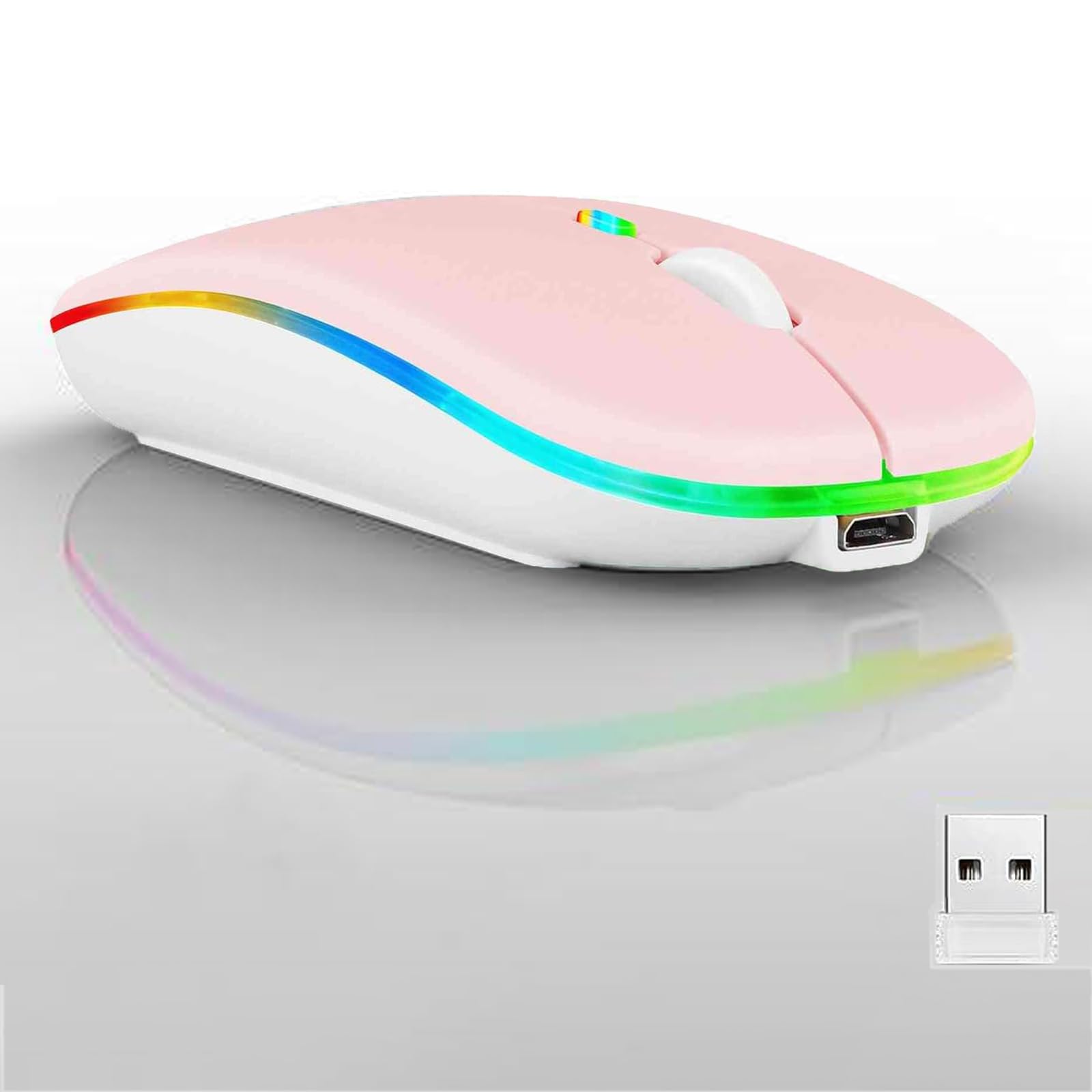 Amazon.com: Guiheng Wireless Bluetooth Mouse,LED Dual Mode Rechargeable ...