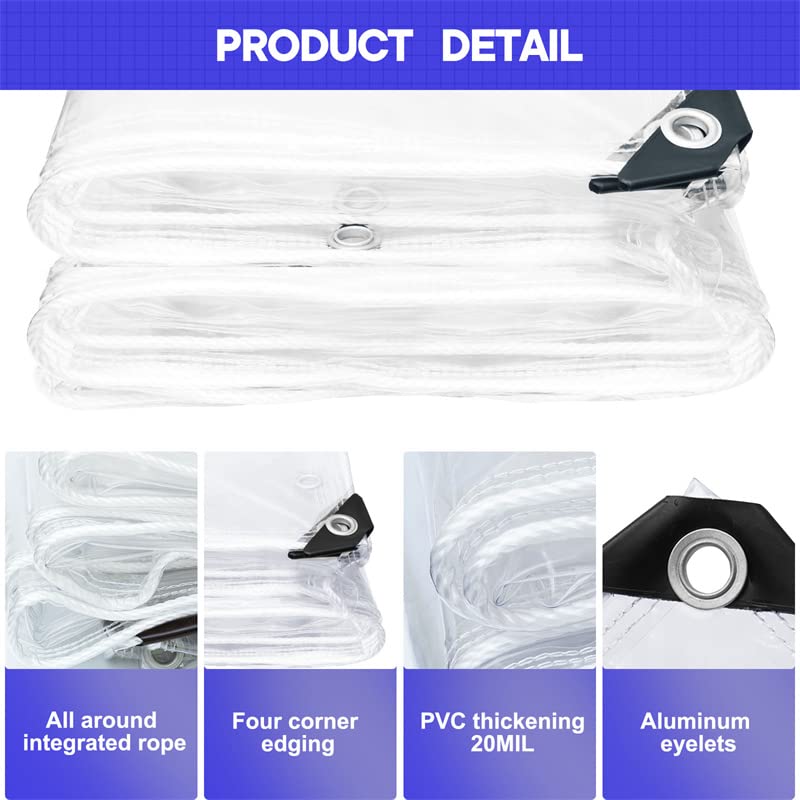 Snapklik.com : Tubtoken Clear Tarps Heavy Duty Waterproof, 8X12 FT ...