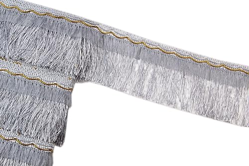 Fleco plateado con borlas y galón ondas de 35mm para manualidades y ...