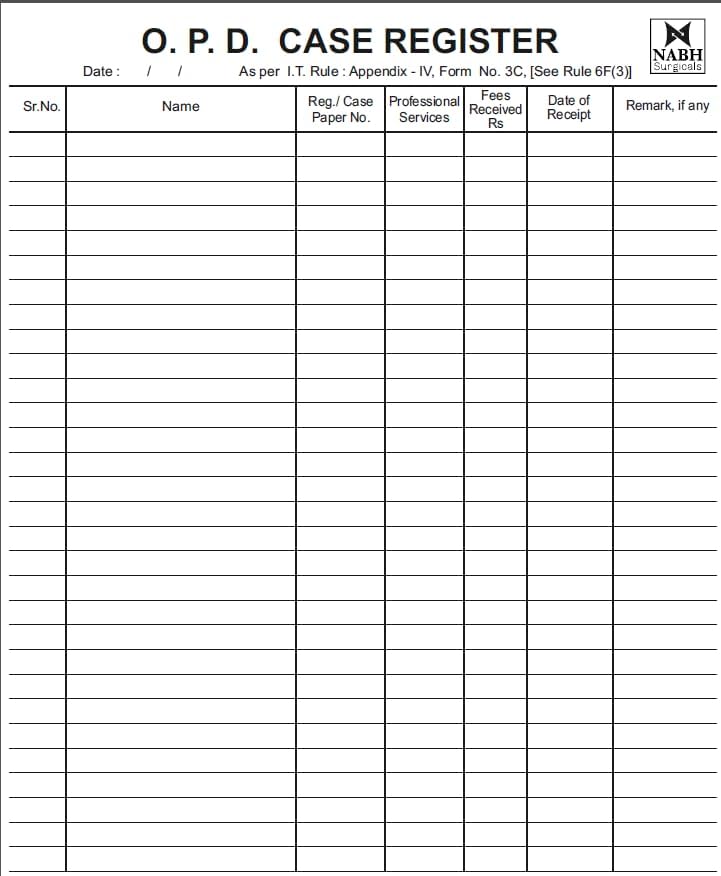 NABH OPD Register | 200 Pages Muster : Amazon.in: Office Products