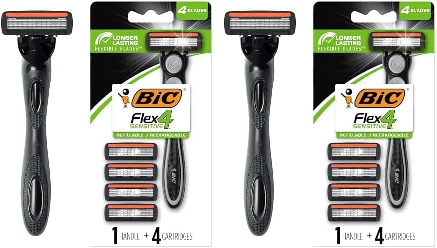 Amazon.com: BIC Flex 4 Refillable Razors for Men, Long-Lasting 4 Blade ...