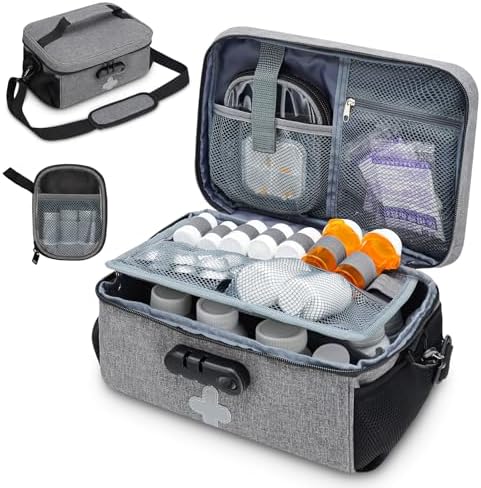 Amazon.com: Pill Bottle Organizer Bag with Combination Lock, Lockable ...