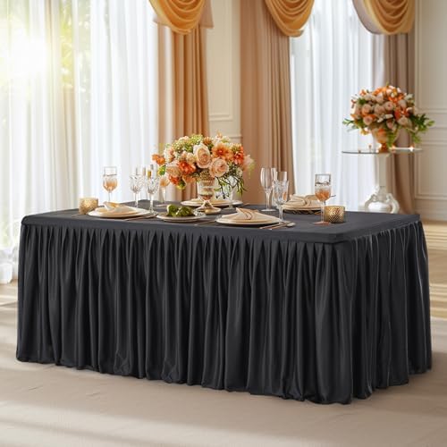 Amazon.com: Albassa Black Table Skirt 6ft for Rectangle Tables Wrinkle ...