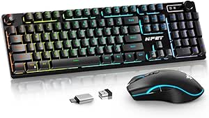 Amazon.com: NPET S21PRO Wireless Gaming Keyboard and Mouse Combo, LED Backlit Rechargeable ...