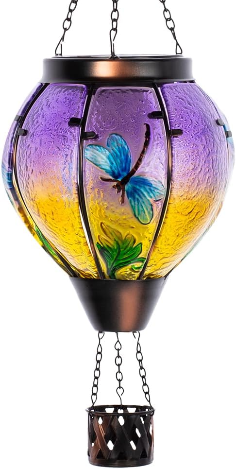 Amazon.com: Starsoul Dragonfly Hot Air Balloon Solar Lantern Glass ...