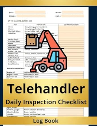 Telehandler Daily Inspection Checklist Log Book: Your Daily Telehandler ...