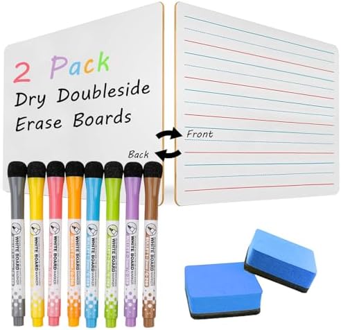 Amazon.com : 2 Pack 9"x12" Dry Erase Boards Mini Whiteboards with Lines ...