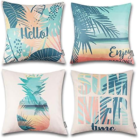Amazon.com: XLSXEXCL Summer Pillow Covers 18" x 18" Set of 4, Hello ...
