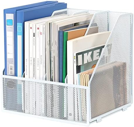 TOROTON Mesh Magazine File Rack Holder, 4 Compartments Mesh Metal Home ...