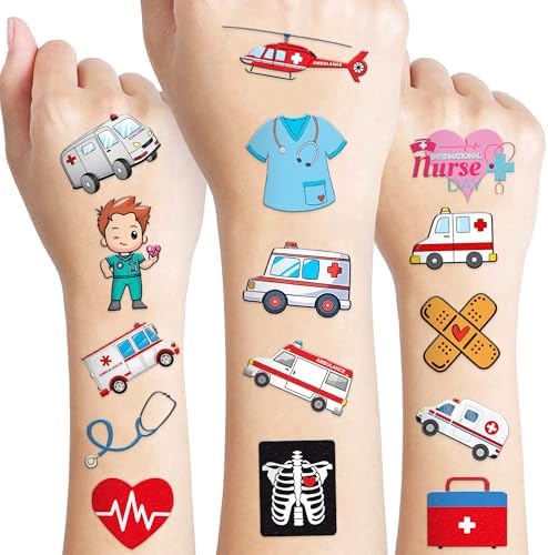 Amazon.com : 96PCS Funny Doctor Medical Equipment Temporary Tattoos ...