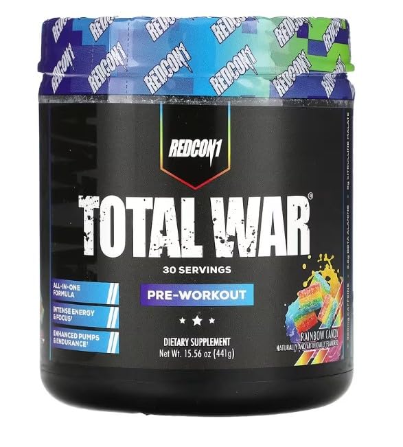 Total (Tw) War - Redcon 1 Pre-Workout, 30 Servings, Rainbow Candy, 441g ...