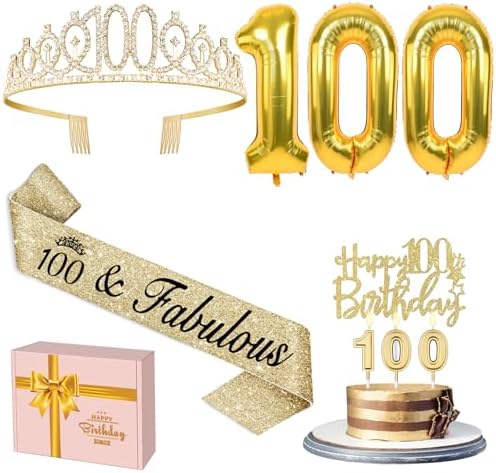 Amazon.com: Happy 100th Birthday Decorations for Her, Rose Gold 100th ...