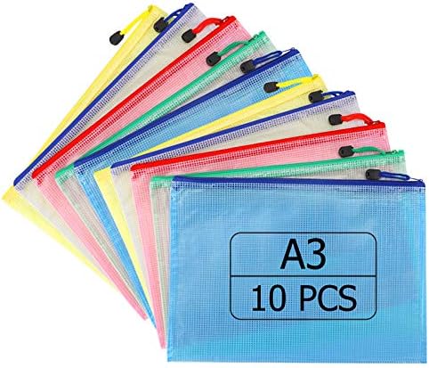 Plastic Wallets,10pcs A3 Zip Wallets A3 File Zipper Bags Zip Lock Bags ...