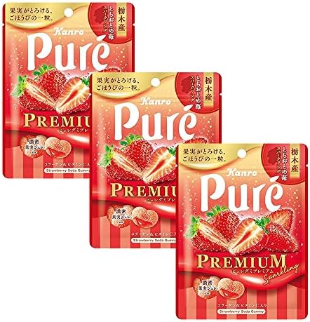 Amazon.com : Pure Gummies Premium Tochiotome sparkling 3packs Japanese ...