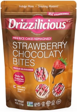 Amazon.com: Drizzilicious Strawberry Chocolaty Bites, Mini Rice Cakes ...