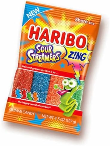 Amazon.com : Haribo Gummi Candy, Sour Streamers, 4.5 Ounce : Grocery ...