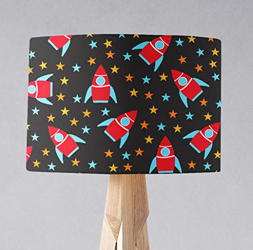 Black Lampshade with a Space Rockets Design, Ceiling or Table Lamp ...