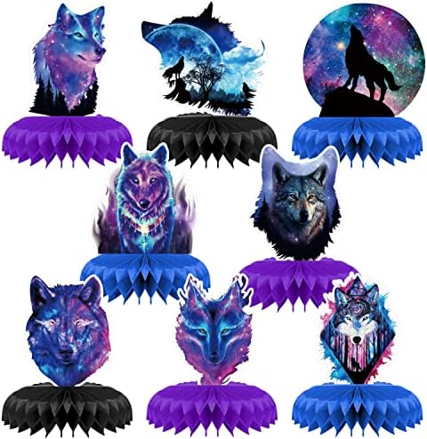 Amazon.com: 8 Pcs Galaxy Wolf Birthday Party Decoration, Starry Sky ...