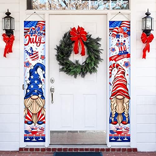Amazon.com : Patriotic Gnomes Porch Sign Front Door Banner, 4th of July ...