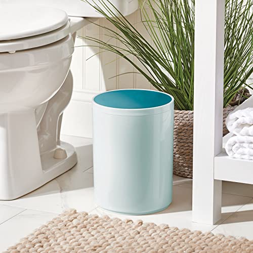 mDesign Swing Lid Bathroom Bin Small Round Rubbish Bin for Bathroom or ...