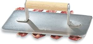 Amazon.com | Cast Aluminum Steak Weight w/Wooden Handle, 1.25 lbs, 9 x ...