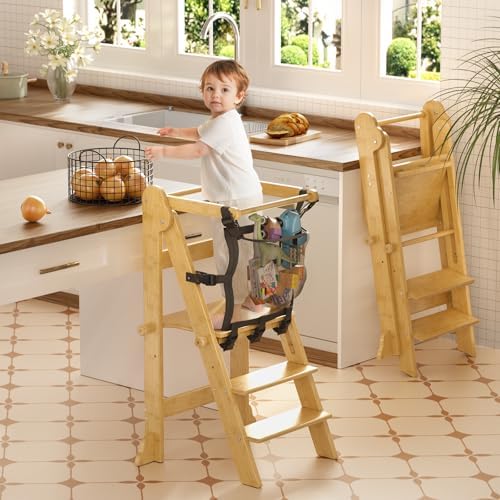 Amazon.com: Amazer Foldable Step Stool for Toddlers Bamboo, Foldding ...